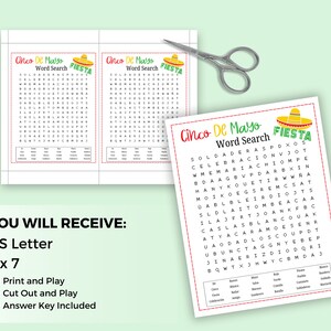 Cinco De Mayo Word Search Game, Printable Cinco De Mayo Activity, Cinco ...