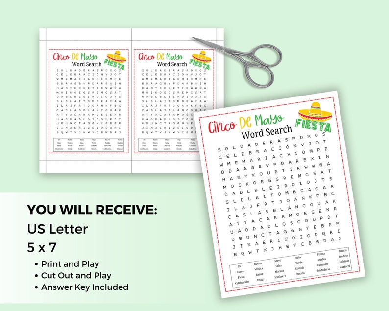 Cinco De Mayo Word Search Game, Printable Cinco De Mayo Activity, Cinco ...