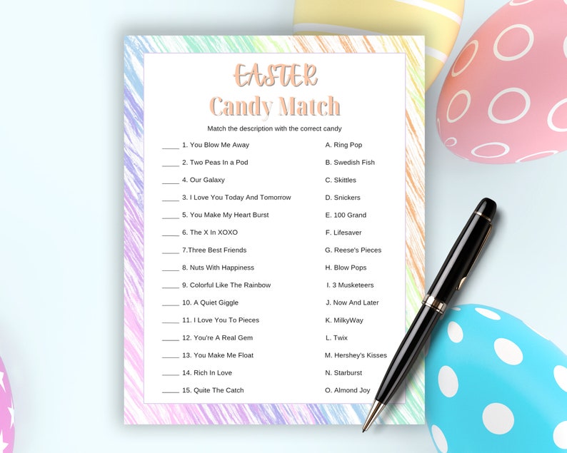 Easter Candy Match Game, Printable Easter Candy Match Activity, Easter ...