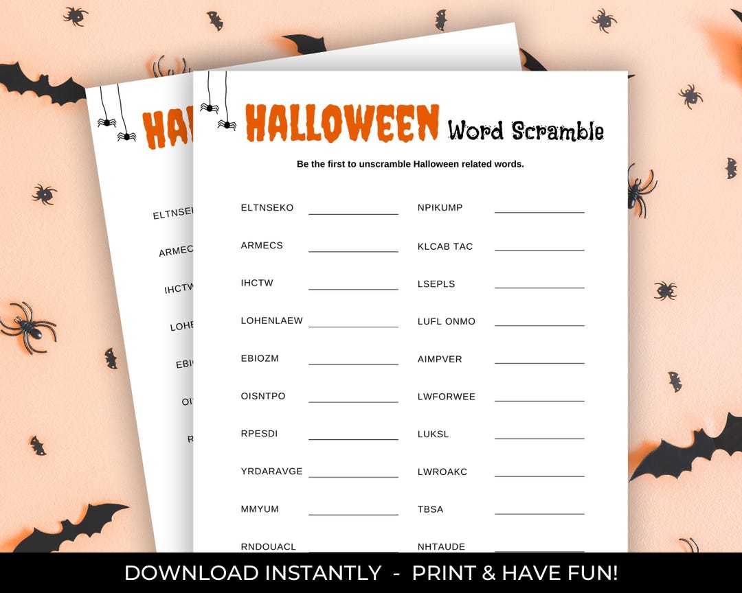 Halloween Word Scramble Game, Halloween Game Night, Halloween Printable ...