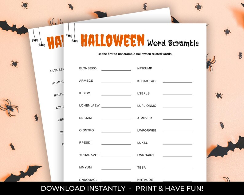 Halloween Word Scramble Game, Halloween Game Night, Halloween Printable ...