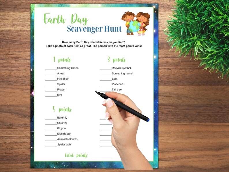 Earth Day Scavenger Hunt Game Printable Earth Day Scavenger - Etsy