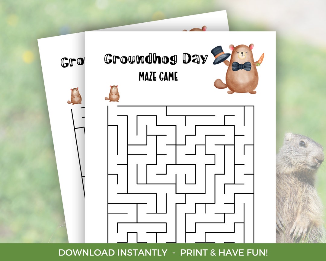 Groundhog Day Maze Game, Printable Groundhog Day Maze Party Game ...