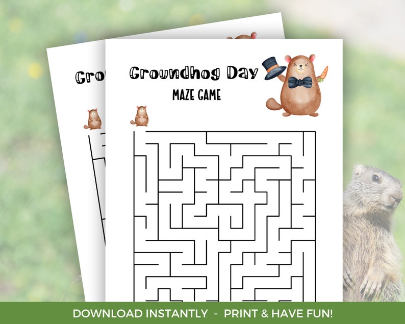Groundhog Day Maze Game, Printable Groundhog Day Maze Party Game ...
