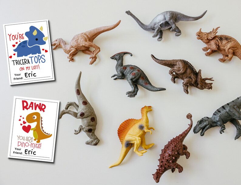 Printable Dinosaur Valentine Cards, Dinosaur Valentine Tags, Kids ...