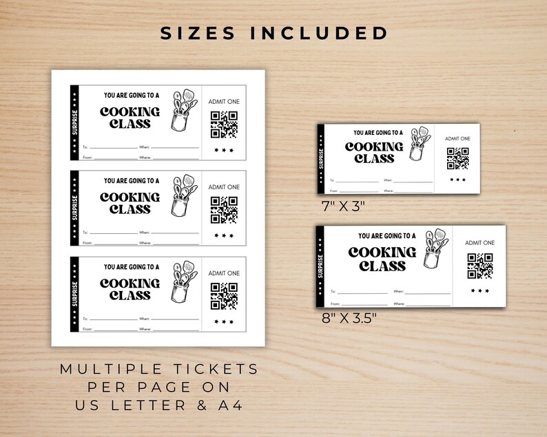 Editable Cooking Class Ticket Template, Printable Gift Coupon, Gift ...