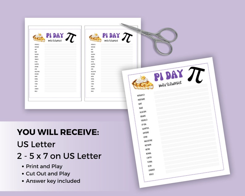 Pi Day Word Scramble, Printable Pi Day Word Scramble Activity, Pi Day ...