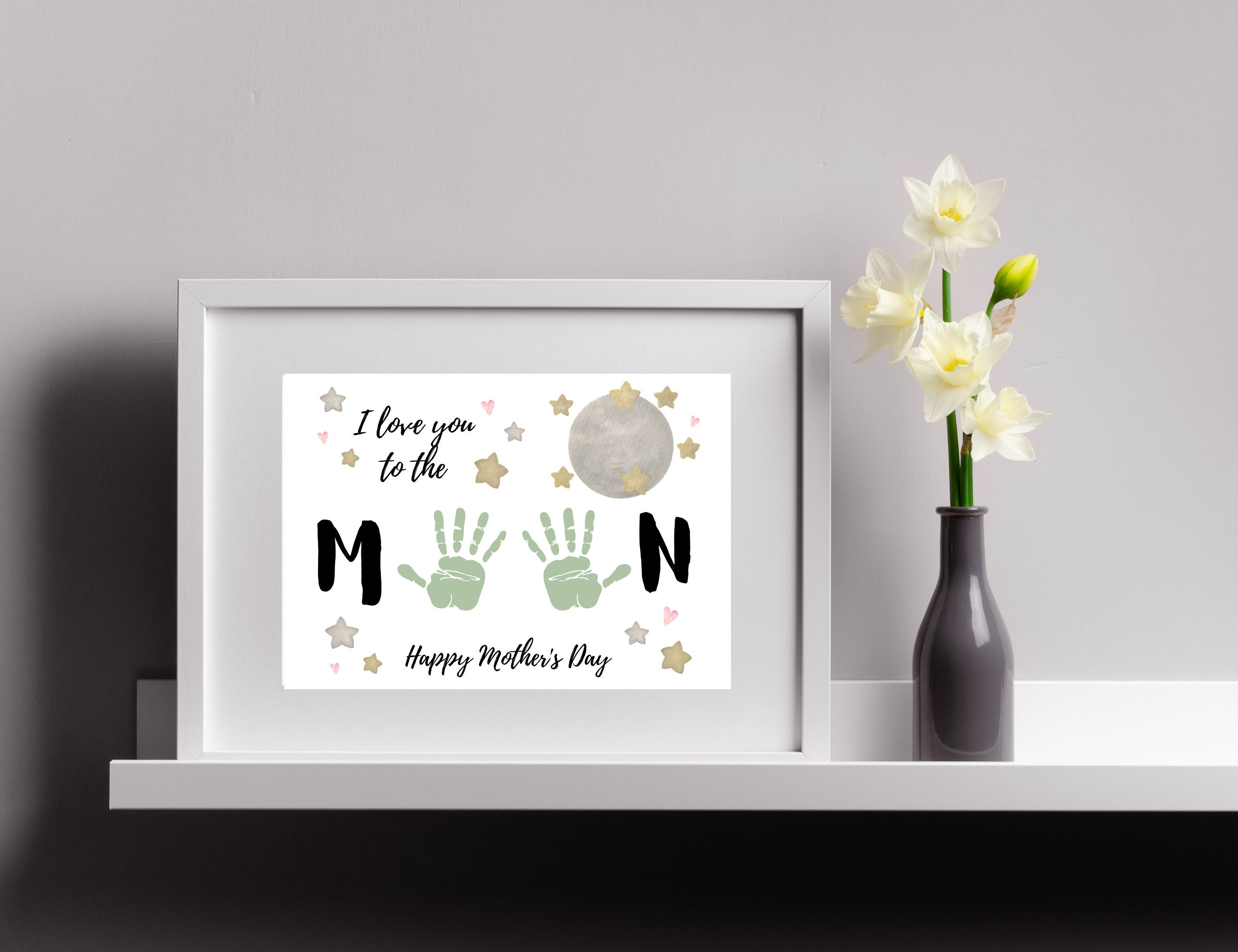 I Love You to the Moon Handprint Art, Mother's Day Printable, Mother's ...