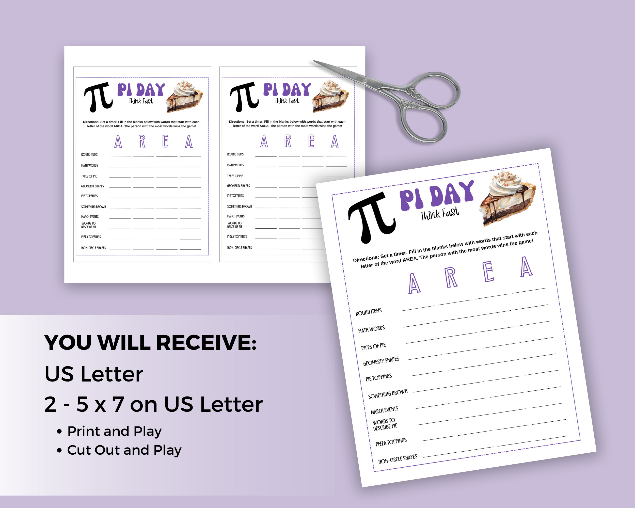 Pi Day Think Fast Game, Printable Pi Day Think Fast Activity, Pi Day ...