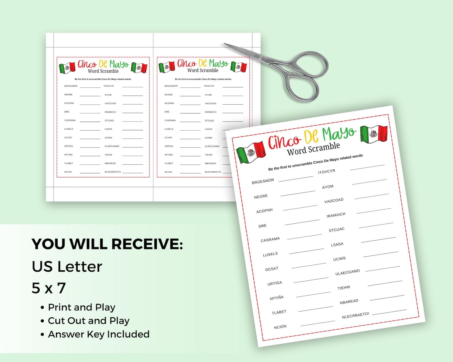 Cinco De Mayo Word Scramble Game, Printable Cinco De Mayo Activity ...