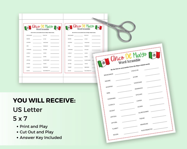 Cinco De Mayo Word Scramble Game, Printable Cinco De Mayo Activity ...