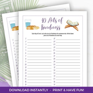 Lent 40 Acts of Kindness Tracker, Printable Lenten Acts of Kindness ...