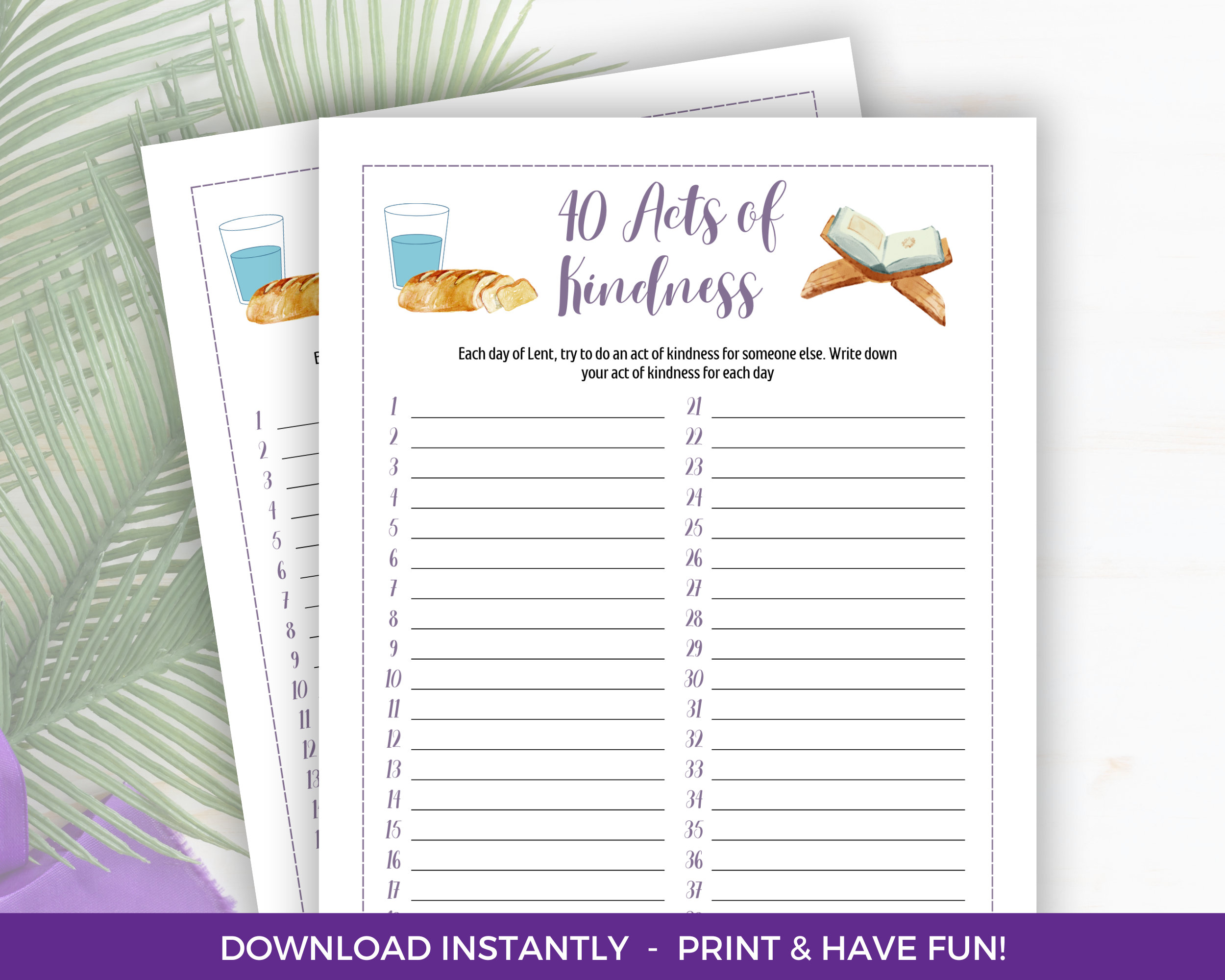 Lent 40 Acts of Kindness Tracker, Printable Lenten Acts of Kindness ...