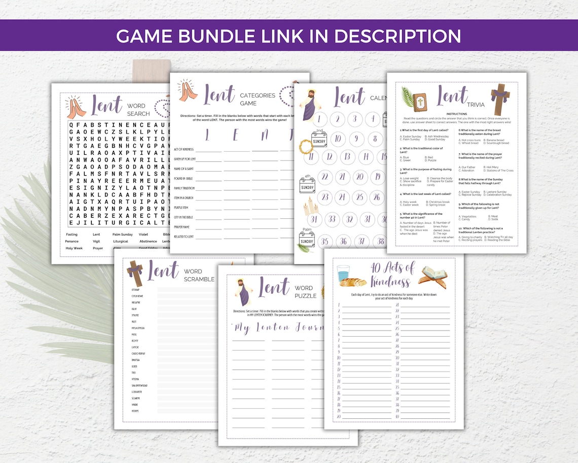 Lent Word Scramble Game, Printable Lenten Activity, Lent Party Game ...