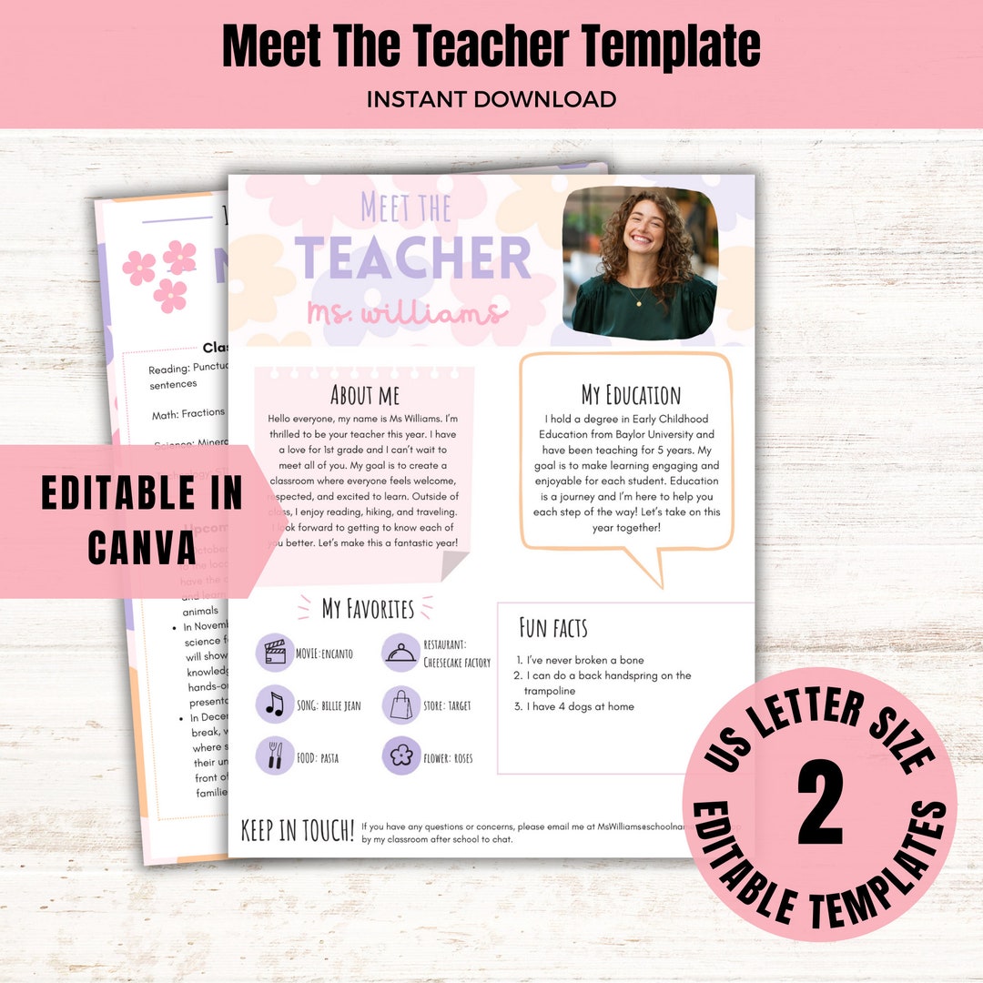 Retro Meet the Teacher Template, Editable Groovy Meet the Teacher ...