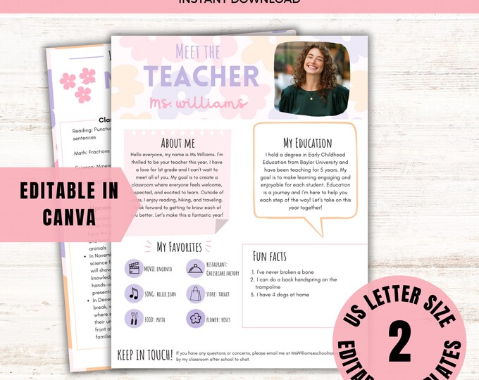 Groovy Boho Meet the Teacher Template - Etsy Canada