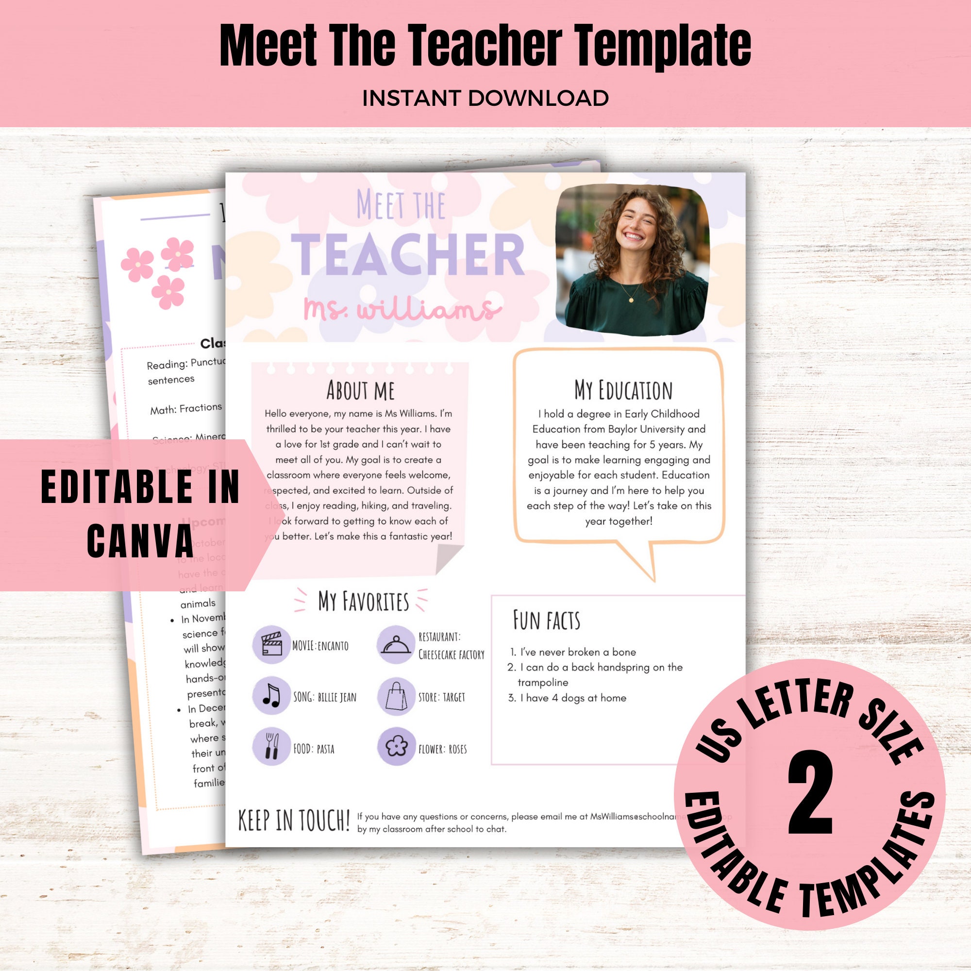 Retro Meet the Teacher Template, Editable Groovy Meet the Teacher ...