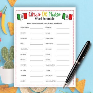 Cinco De Mayo Word Scramble Game, Printable Cinco De Mayo Activity ...