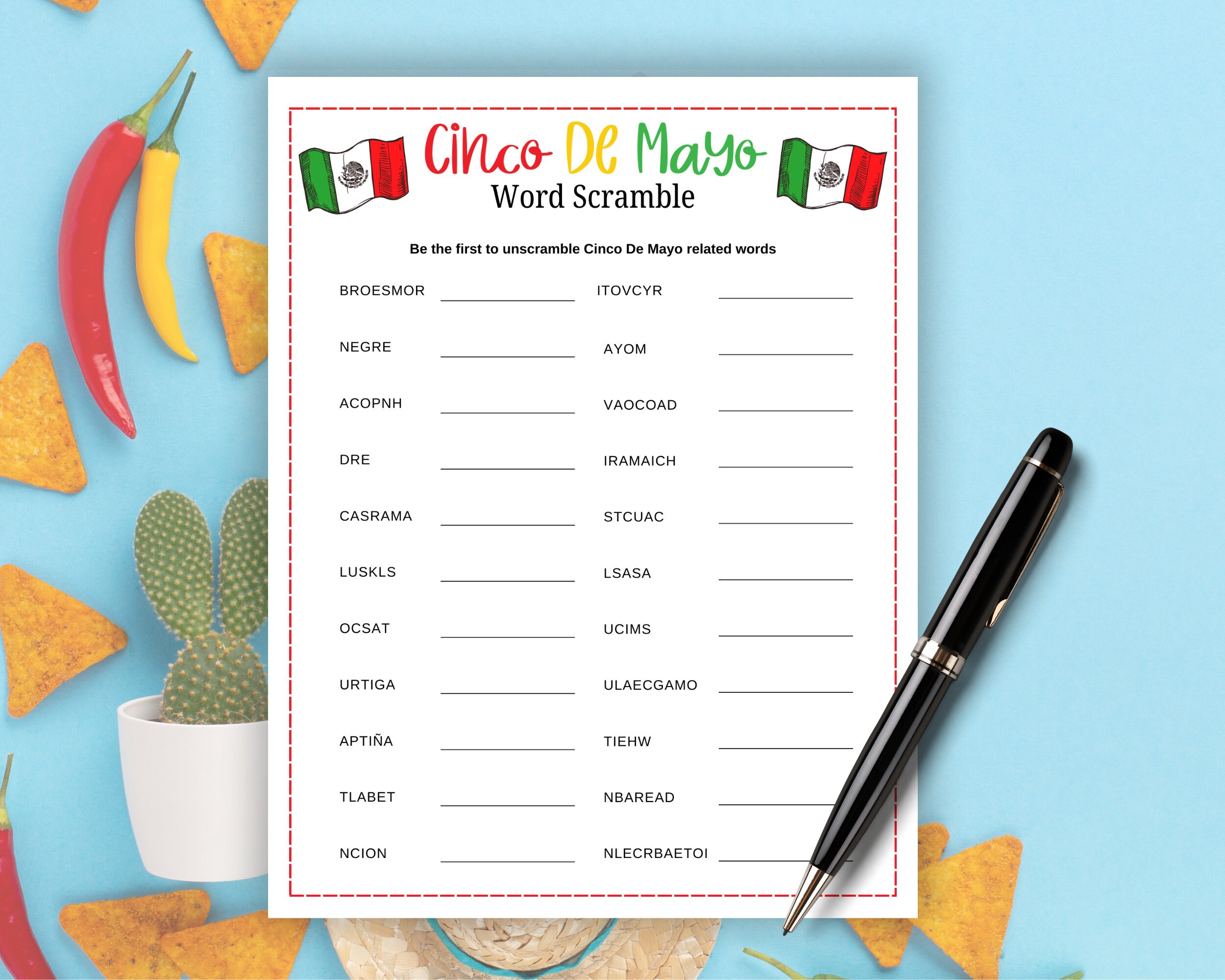 Cinco De Mayo Word Scramble Game, Printable Cinco De Mayo Activity ...