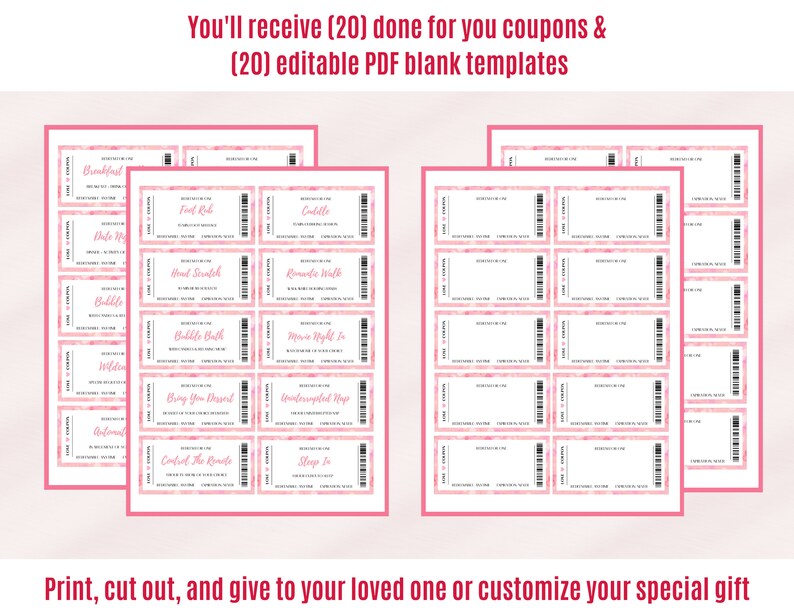 Editable Love Coupons for Her, Printable Love Coupons, Gift for Her ...