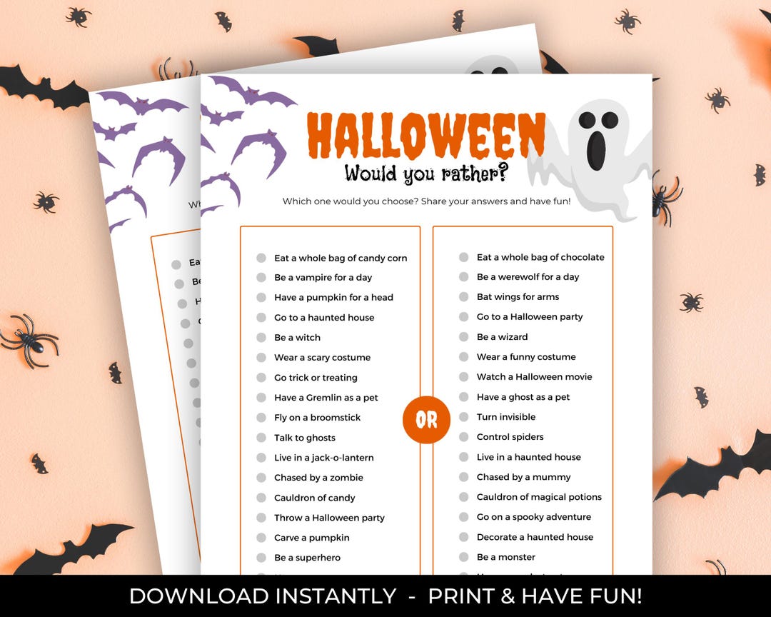 Halloween Would You Rather Game, Printable Halloween This or That ...