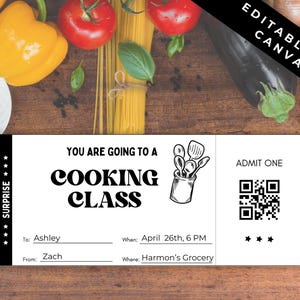 Editable Cooking Class Ticket Template, Printable Gift Coupon, Gift ...