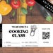 Editable Cooking Class Ticket Template, Printable Gift Coupon, Gift ...