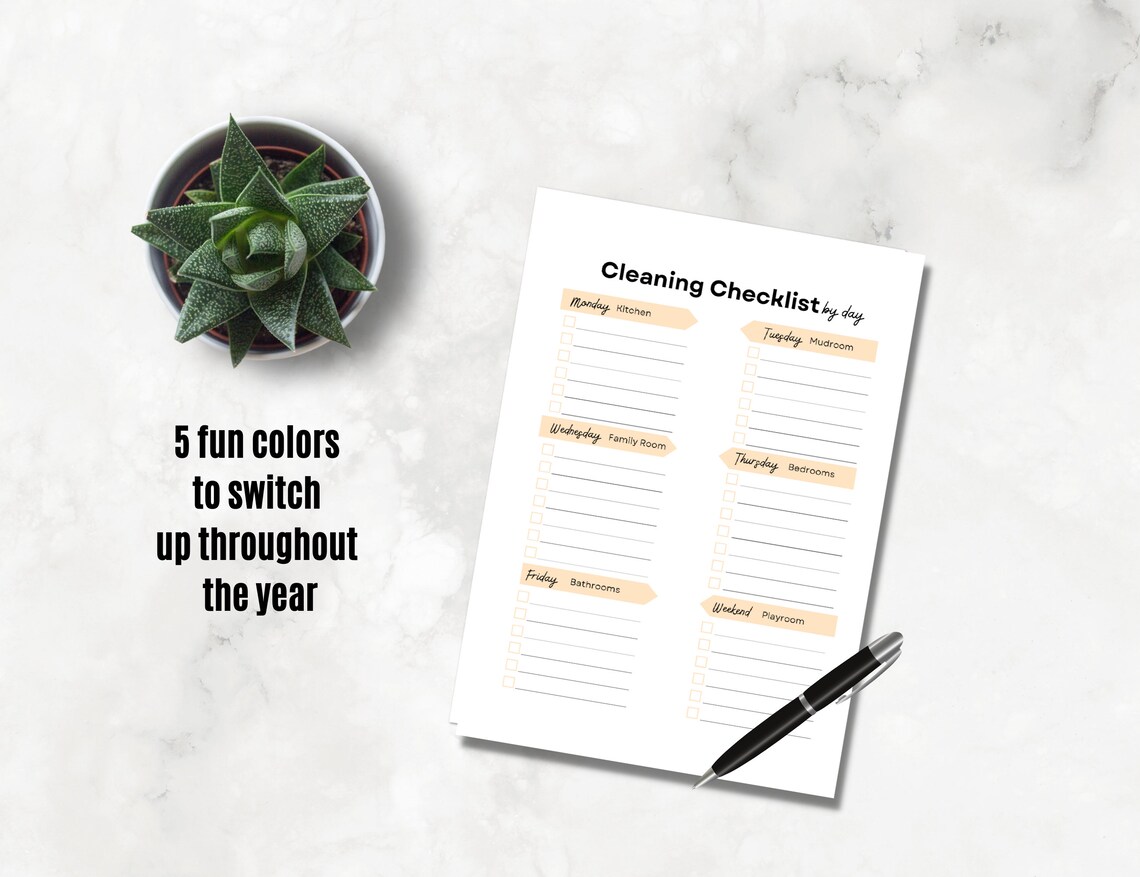 Printable Daily Cleaning Checklist, Daily Cleaning List, Cleaning ...