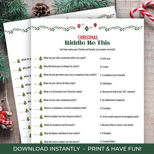 Christmas Riddle Game, Printable Christmas Riddle Game, Christmas Party ...