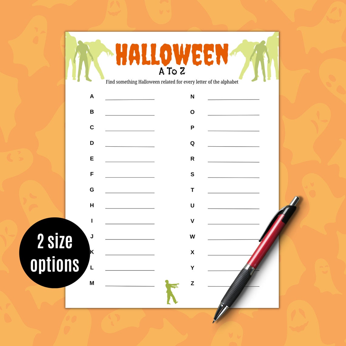Halloween A to Z Game, Printable Halloween Game, Halloween Party Games ...