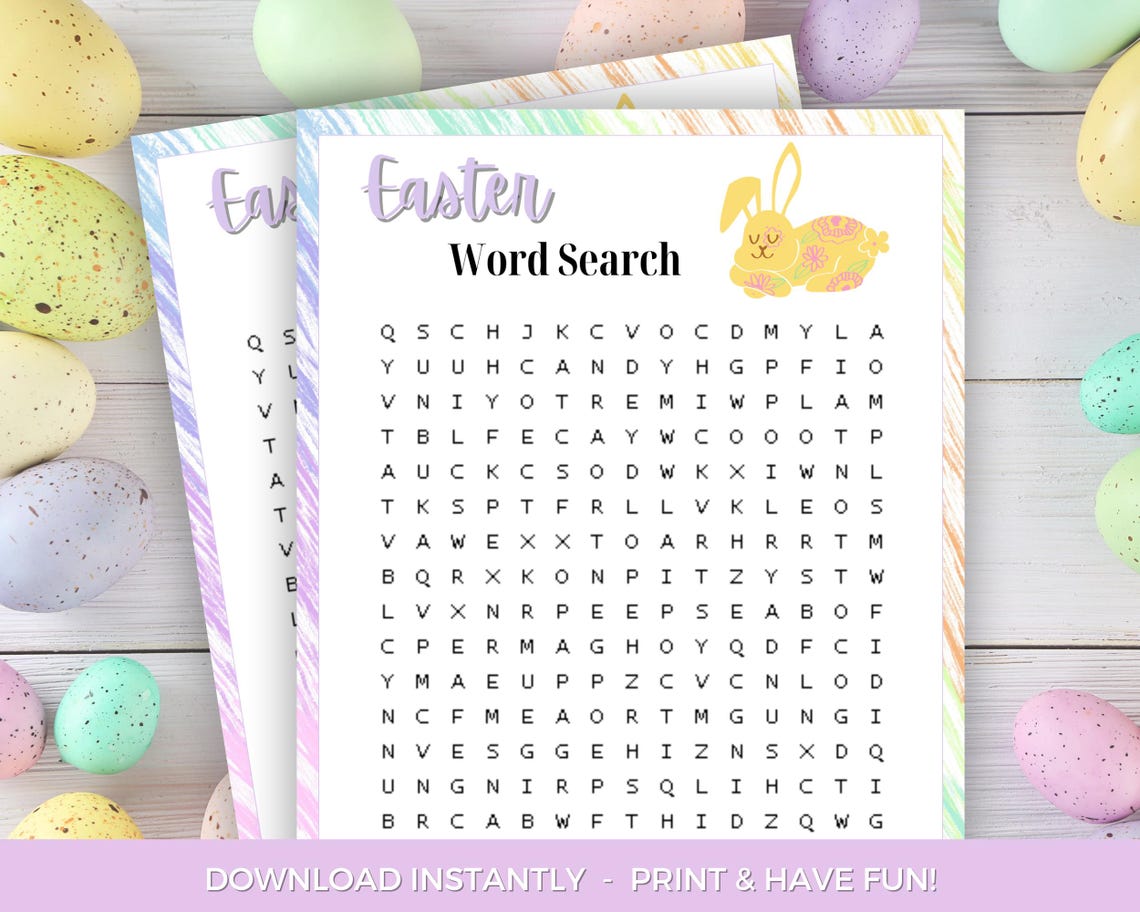 Easter Word Search, Printable Easter Word Search Activity, Easter Party ...