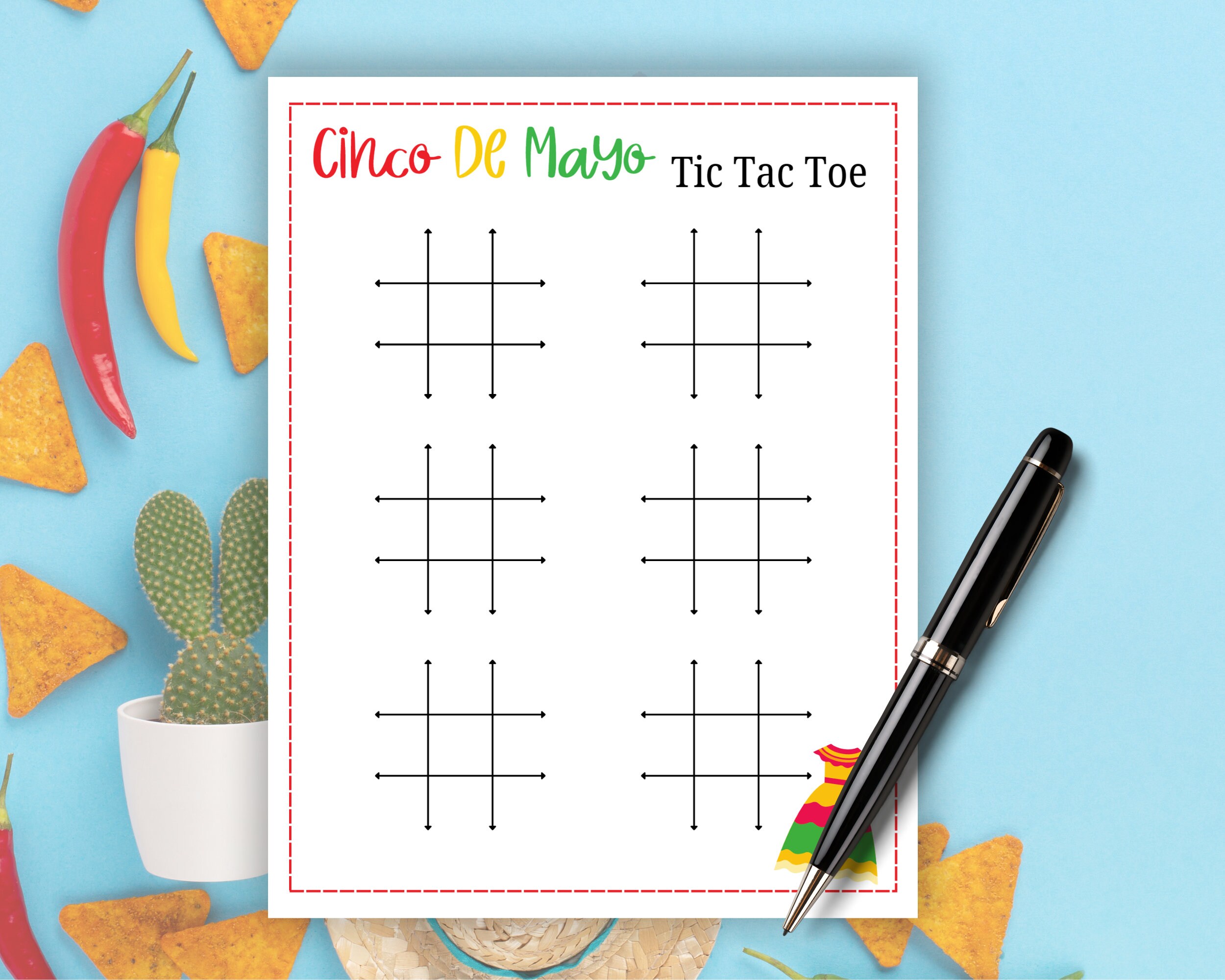 Cinco De Mayo Tic Tac Toe Game, Printable Cinco De Mayo Activity, Cinco ...