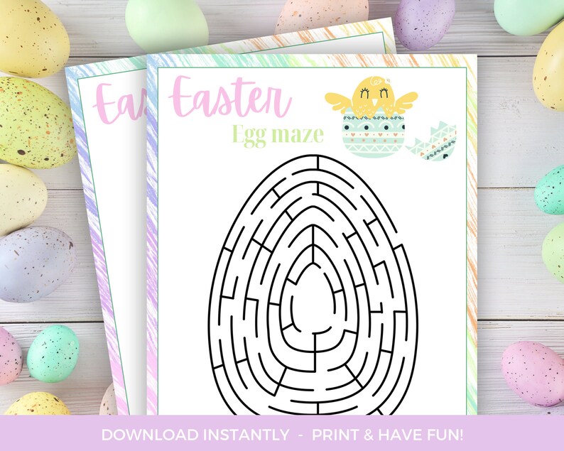 Easter Maze Game, Printable Easter Egg Maze Activity, Easter Party ...