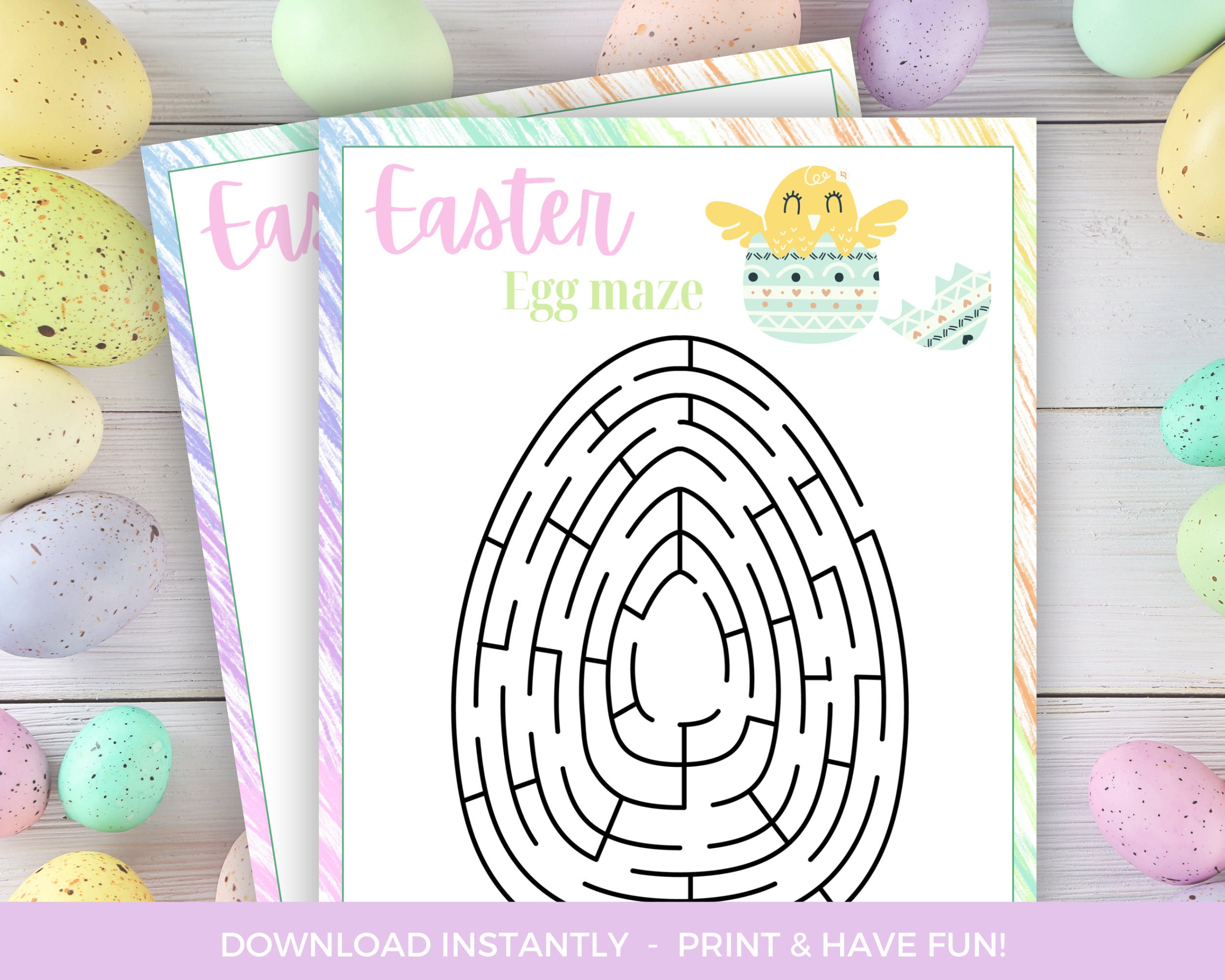 Easter Maze Game, Printable Easter Egg Maze Activity, Easter Party ...