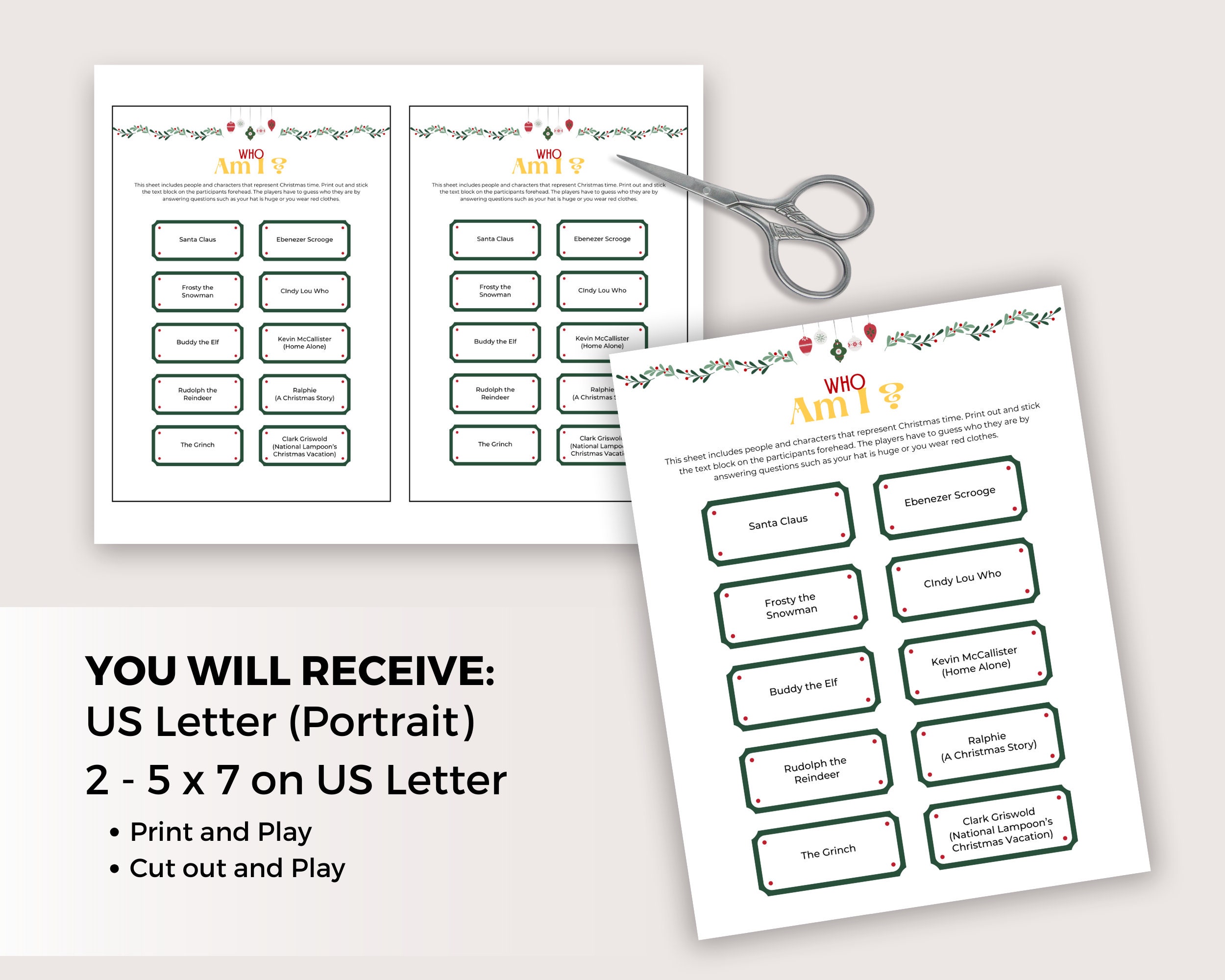 Christmas Who Am I Game, Printable Christmas Who Am I Game, Christmas ...