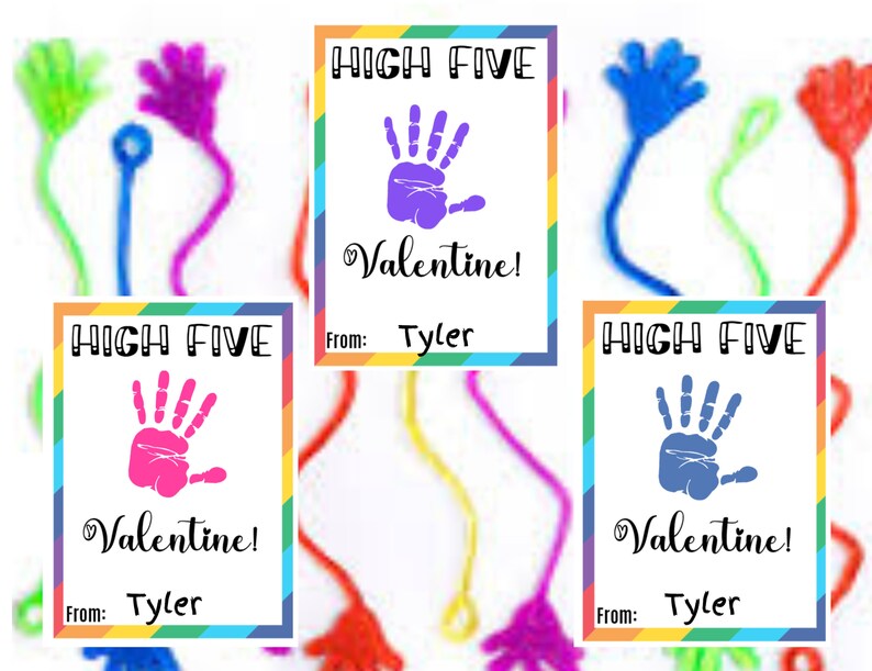 Printable Sticky Hand Valentine Cards, High Five Valentine, Kids ...