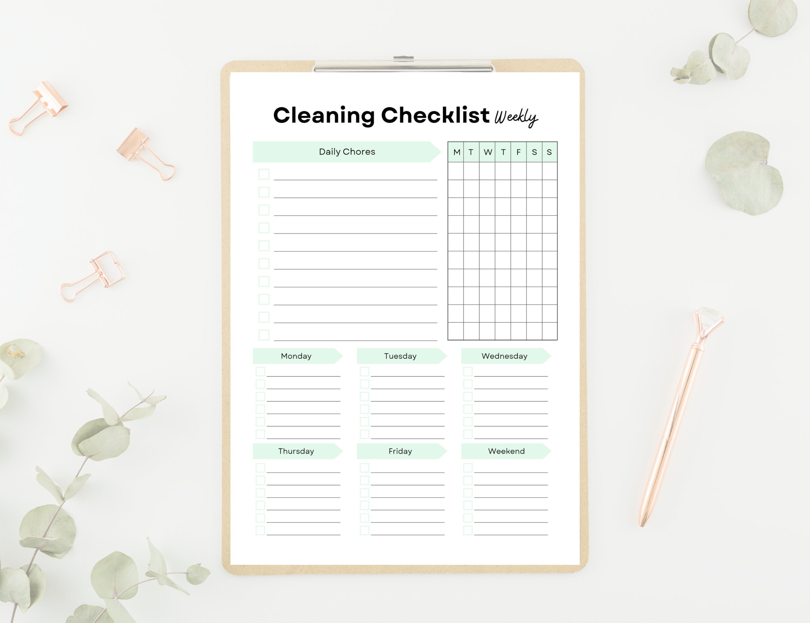 Weekly Cleaning Checklist, Weekly Cleaning, Daily Cleaning, Cleaning ...