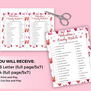 Valentine's Day Candy Match Game, Printable Valentine's Day Game ...