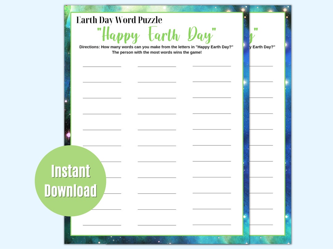 Earth Day Word Puzzle Game Printable Earth Day Word Puzzle - Etsy