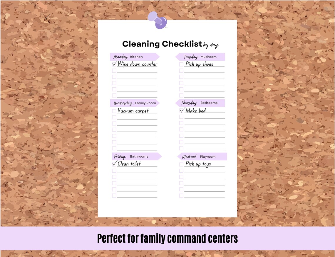 Printable Daily Cleaning Checklist, Daily Cleaning List, Cleaning ...
