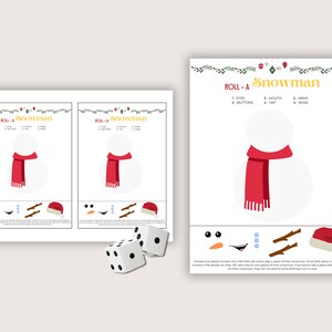 Roll a Snowman Game, Printable Christmas Dice Game, Holiday Party Game ...