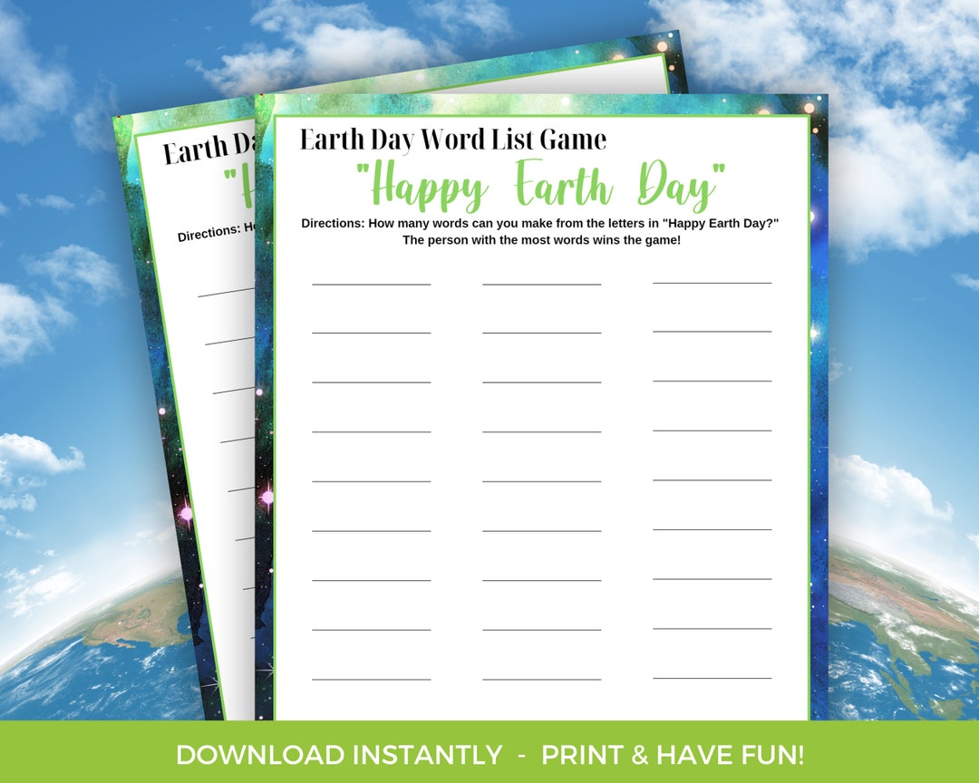 Earth Day Word Puzzle Game, Printable Earth Day Word Puzzle Activity ...