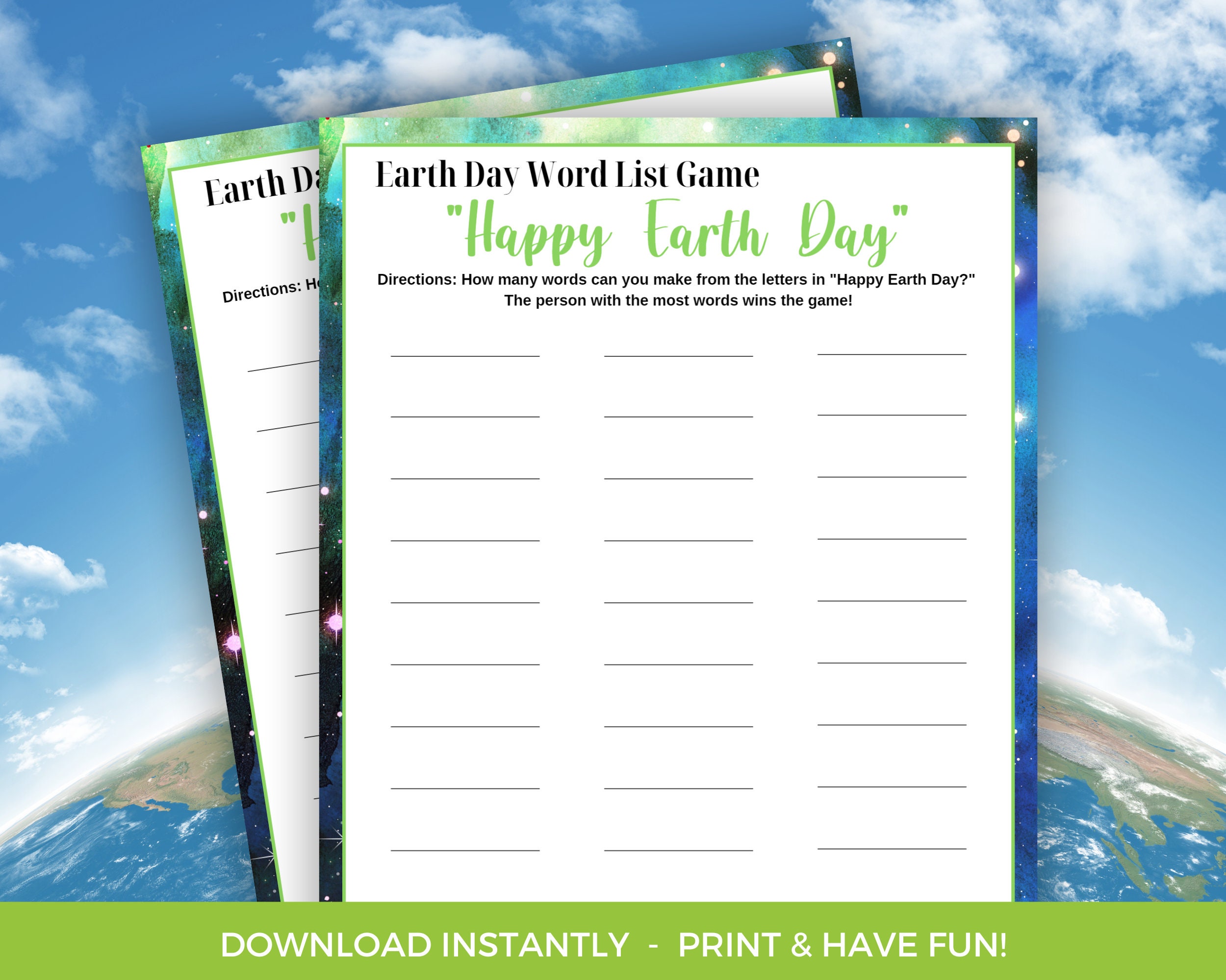 Earth Day Word Puzzle Game, Printable Earth Day Word Puzzle Activity ...