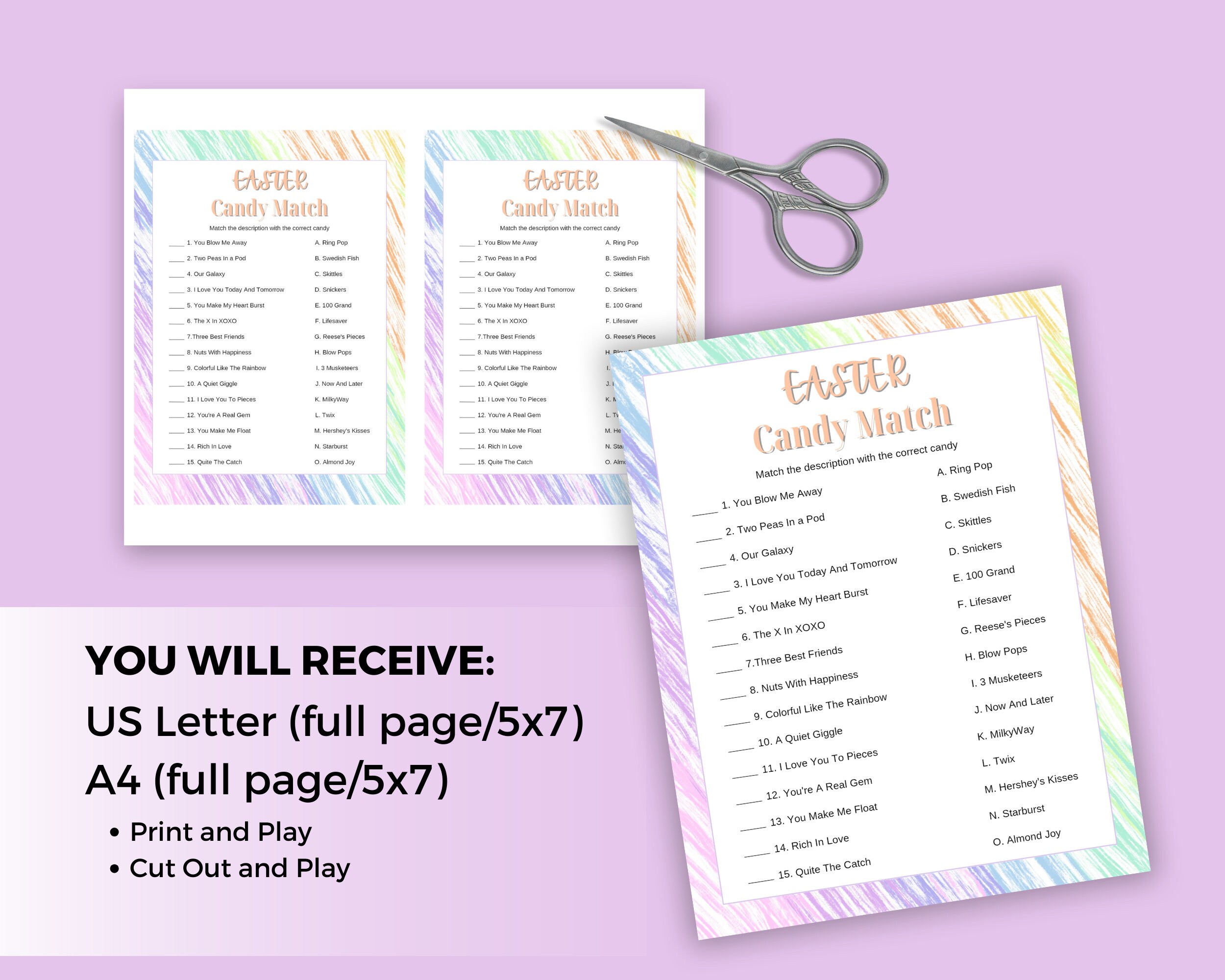 Easter Candy Match Game, Printable Easter Candy Match Activity, Easter ...
