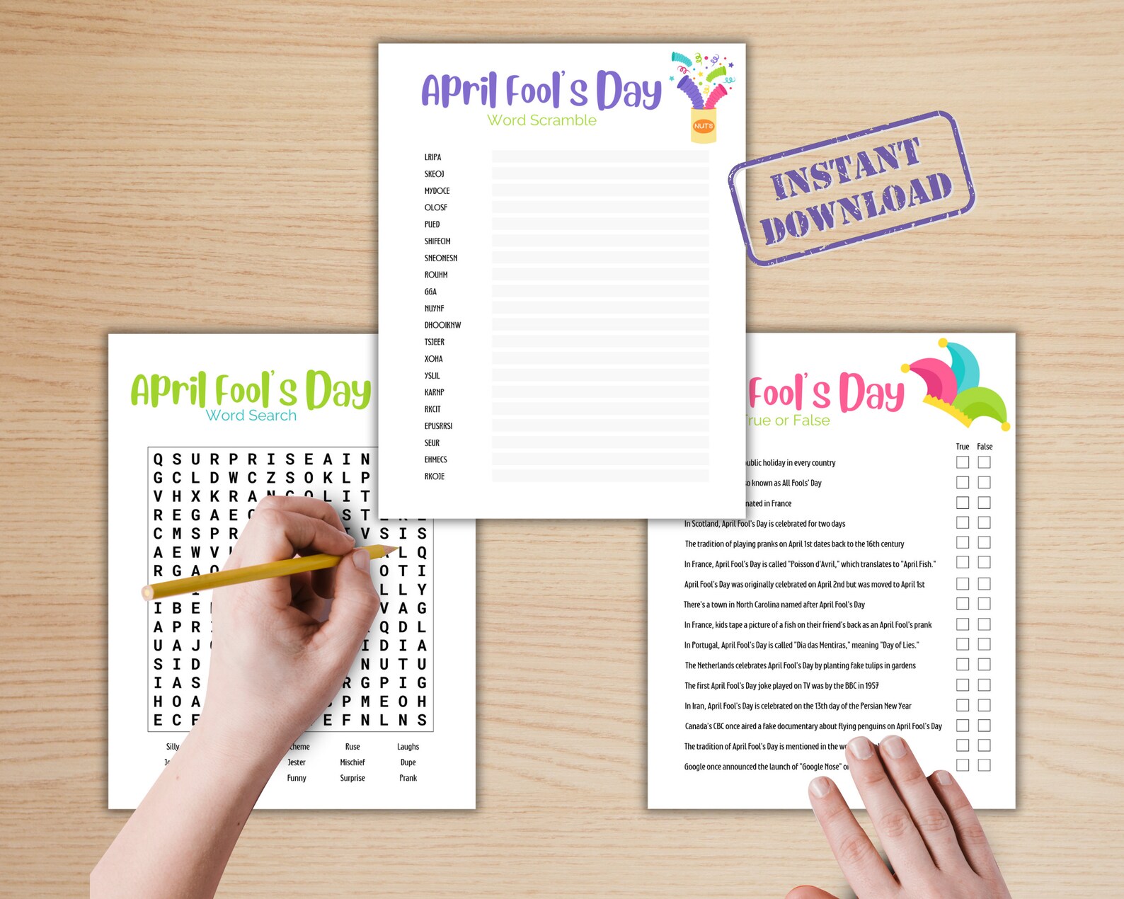 April Fools Day Game Bundle, Printable April Fools Day Activity Bundle ...