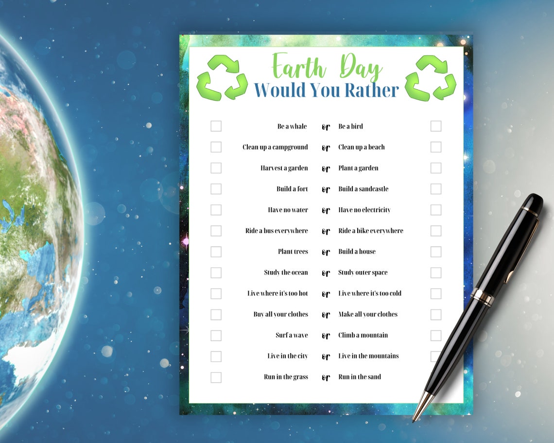 Earth Day Would You Rather Game, Printable Earth Day Would You Rather ...
