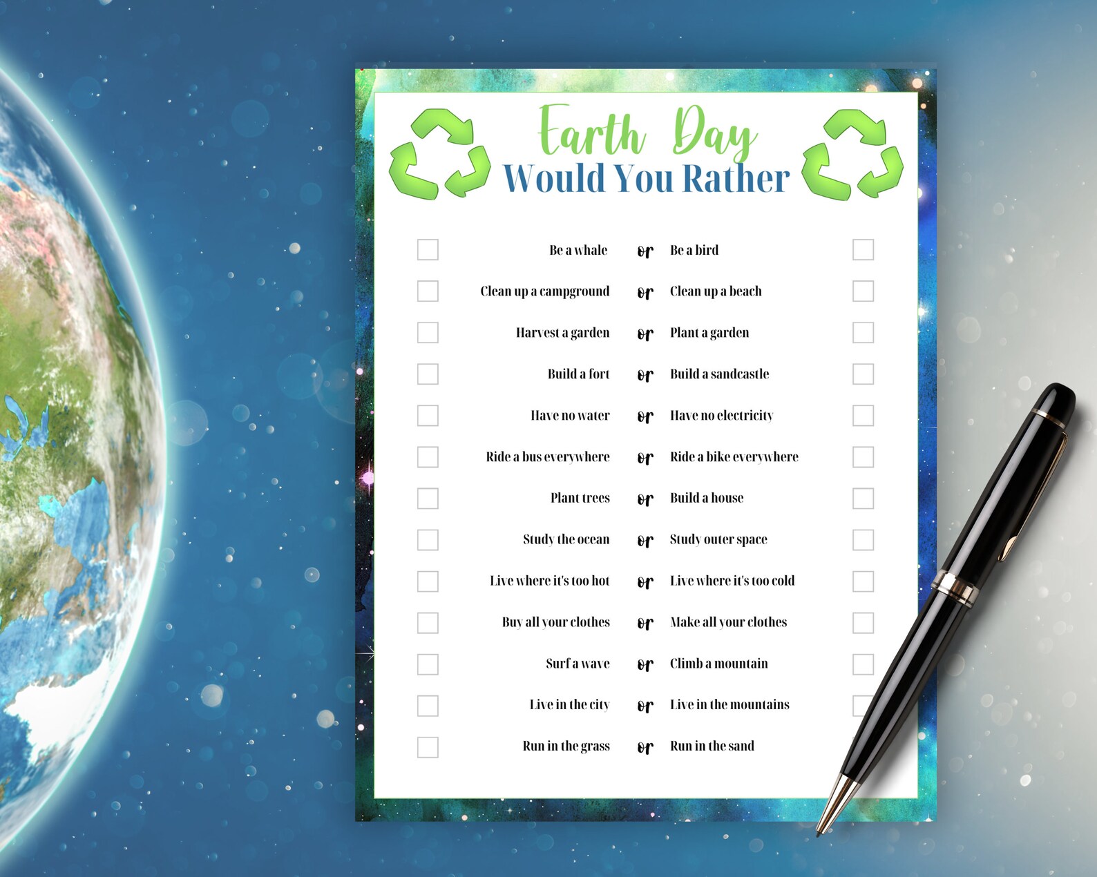 Earth Day Would You Rather Game, Printable Earth Day Would You Rather ...