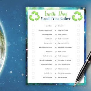 Earth Day Would You Rather Game, Printable Earth Day Would You Rather ...