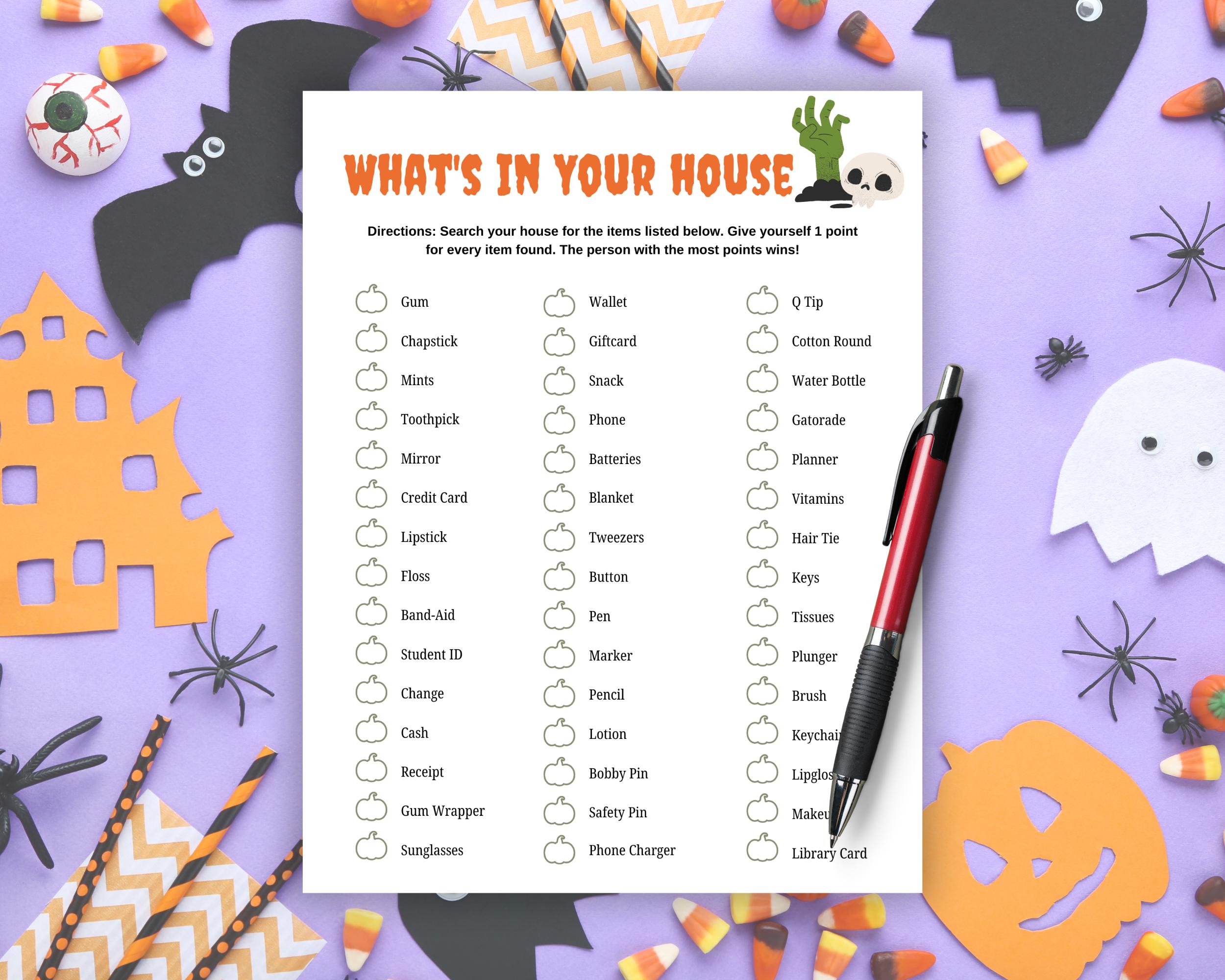 Halloween What's in Your House Game, Printable Halloween Game ...