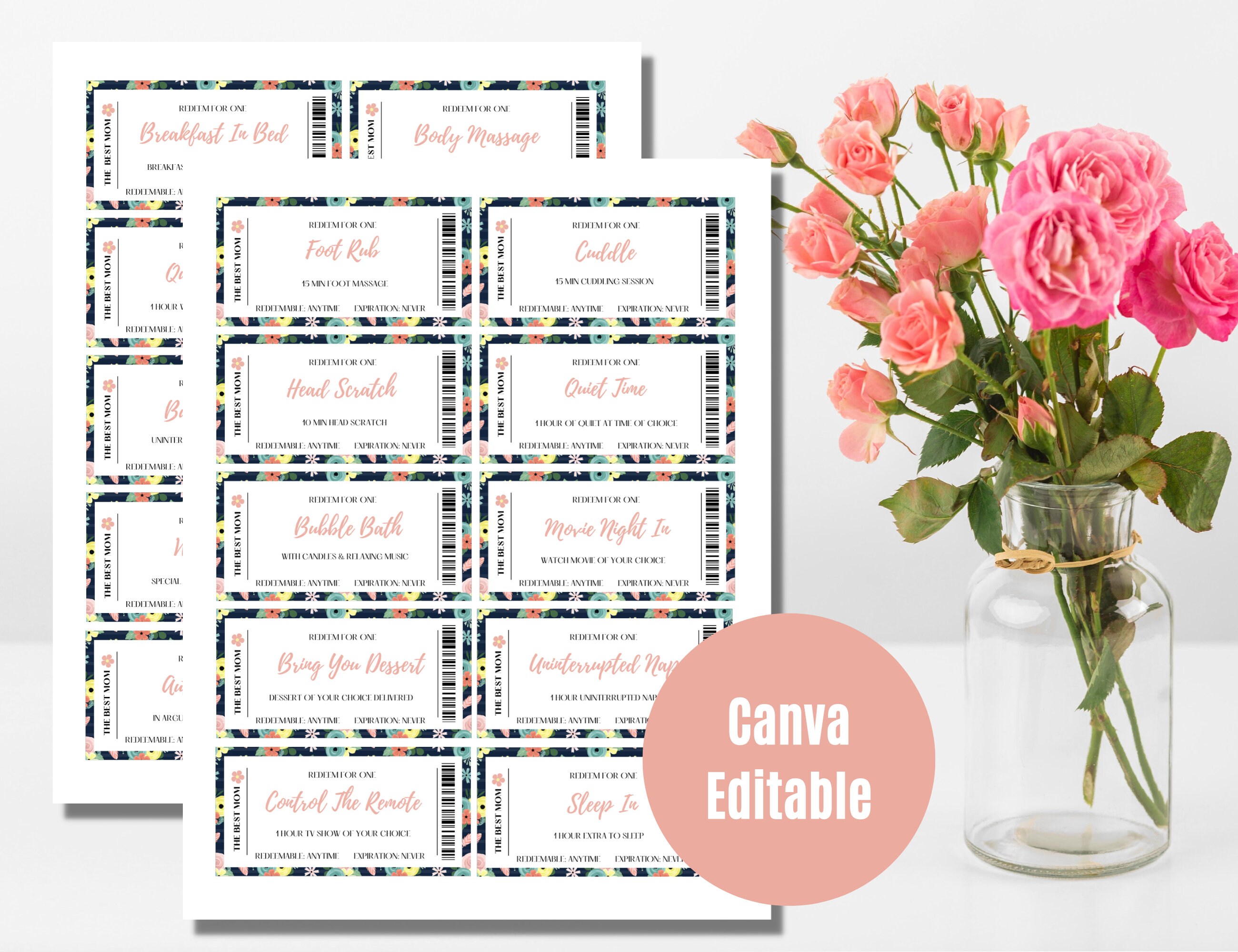 Editable Mother's Day Coupon Book Template, Printable Mom Coupons ...
